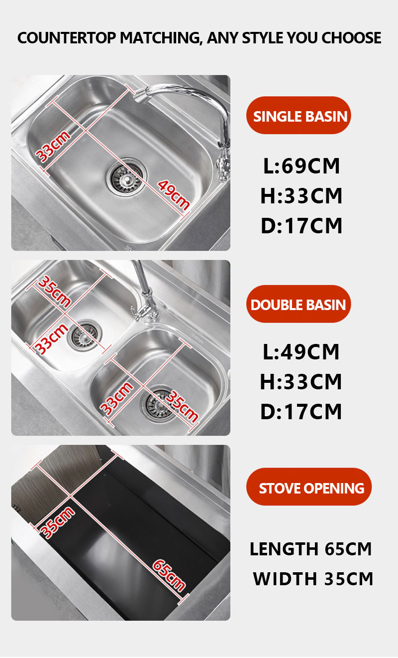 Ready Stock！Black Industrial Kitchen Cabinet Stainless Steel Sink/Stove ...