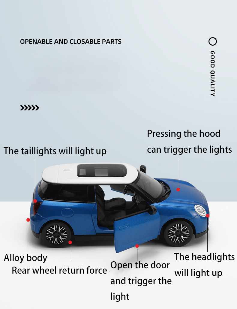 CCA Diecast car 1/28 Mini Cooper S EV Car Models Alloy Diecast Toy ...