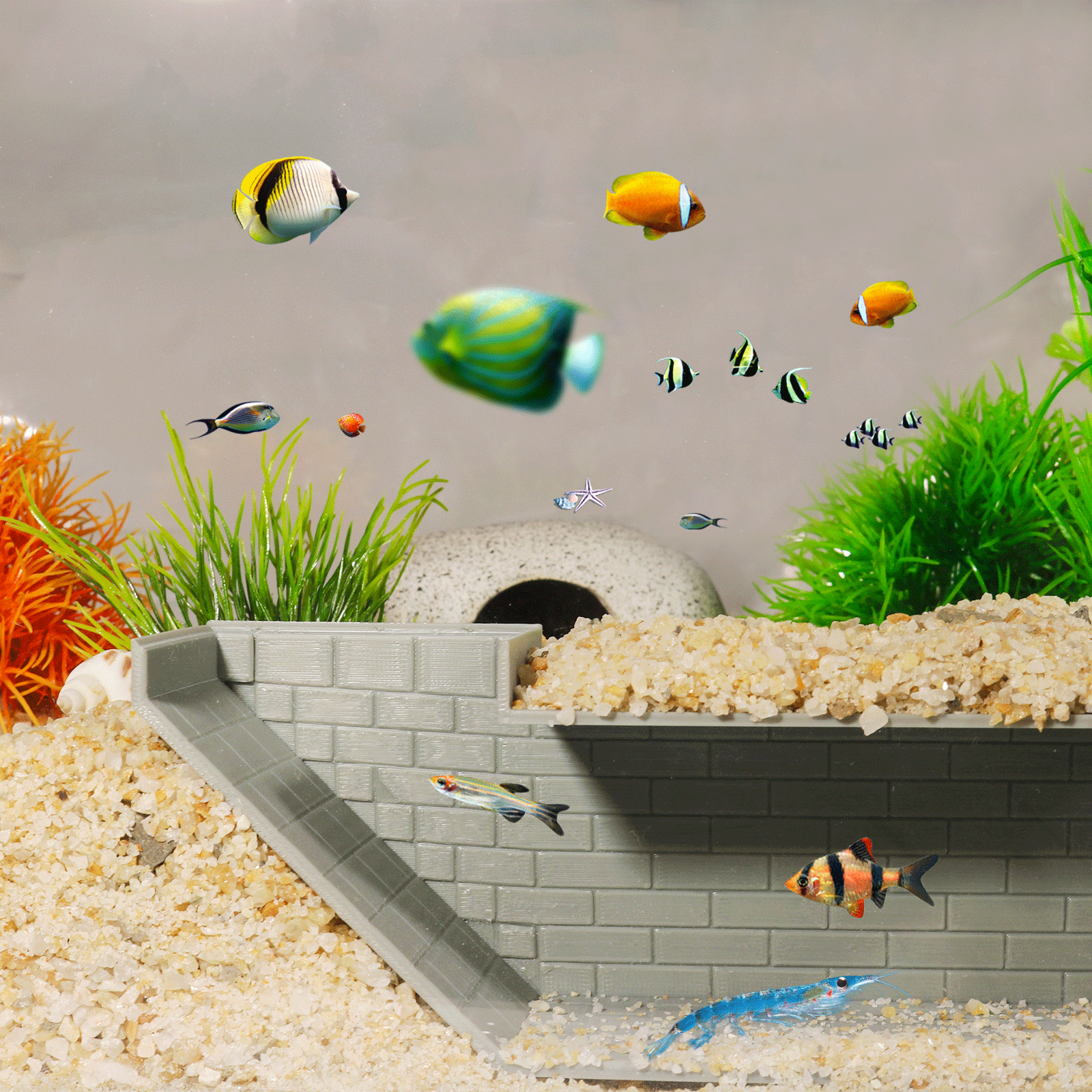 Underground Grey Textured Fish Tunnel Cave Aquarium Fish Tank Decorate ...