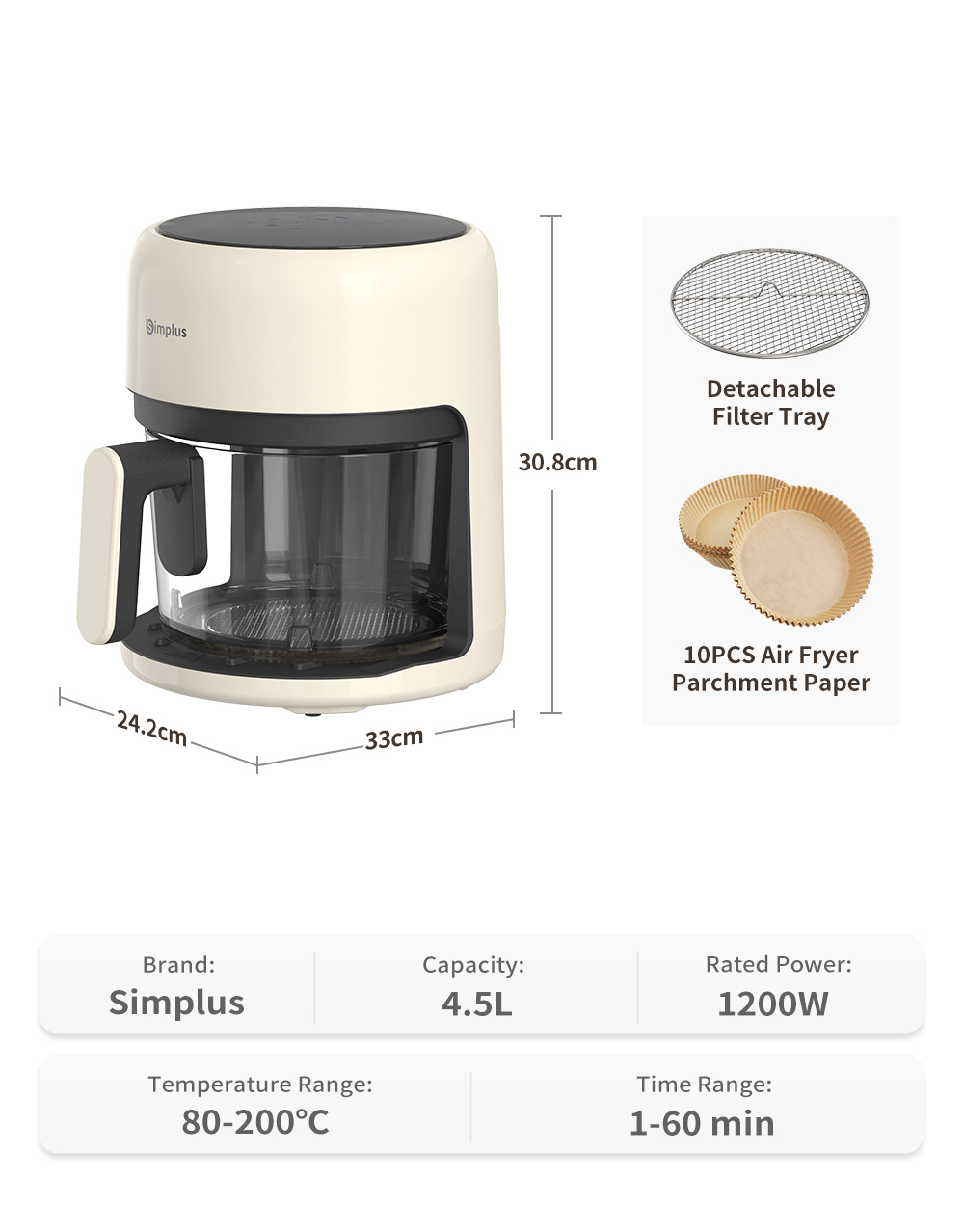 Simplus 13 in 1 Air Fryer | 4.5L Ideal Capacity | 1200W Power l LCD ...