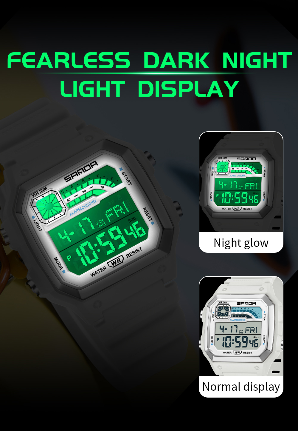 SANDA 6196 Electronic Night Glow Waterproof Watch Sports Men's ...