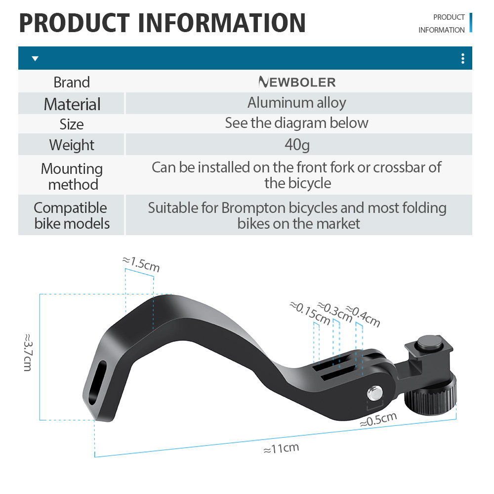 NEWBOLER Brompton Front Light Mount Bracket Bicycle Lamps Light Holder ...
