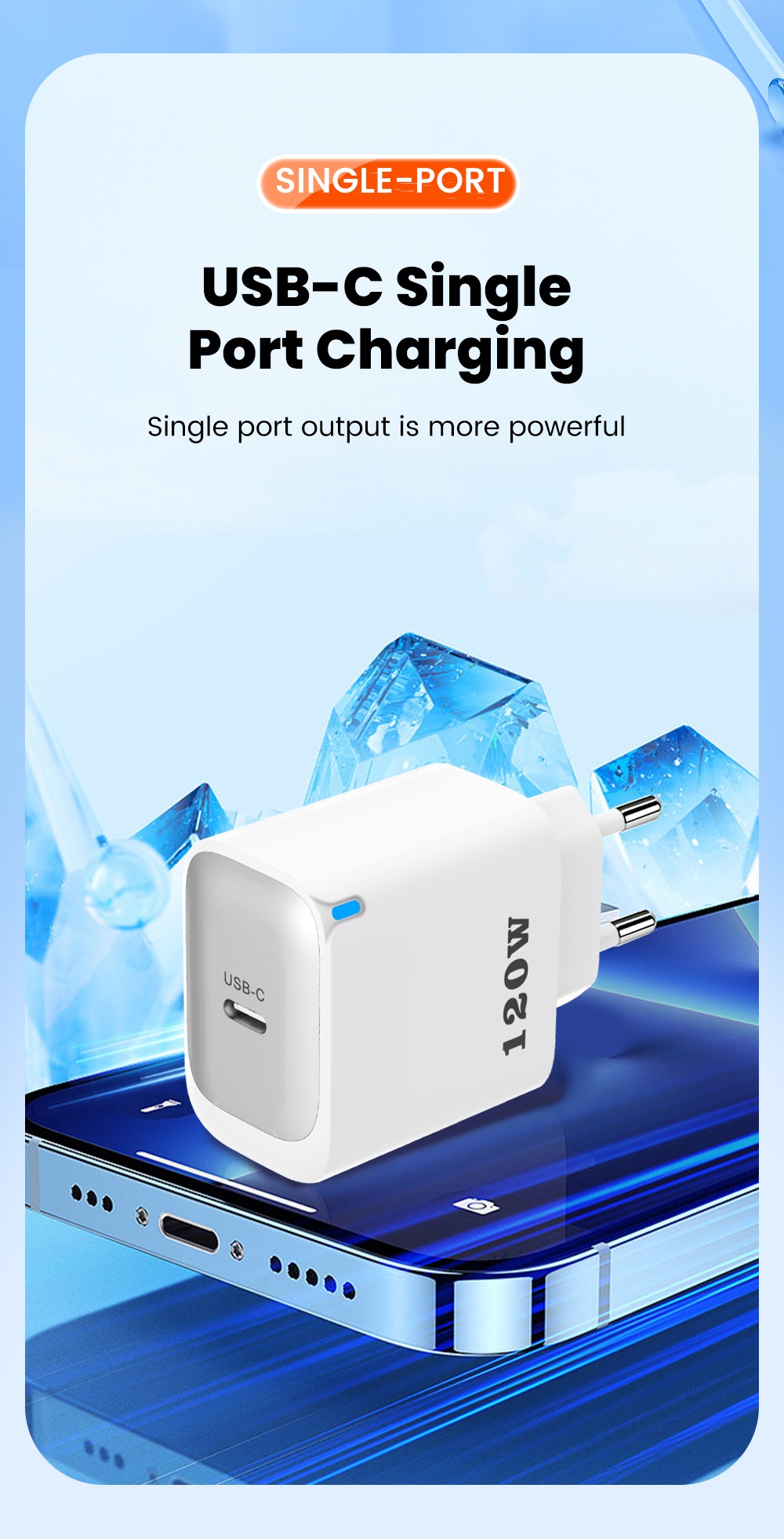 Fast Charger 120W Charging Head Type c Charging Adapter PD 18W for iP15/16 Power Adapter ...