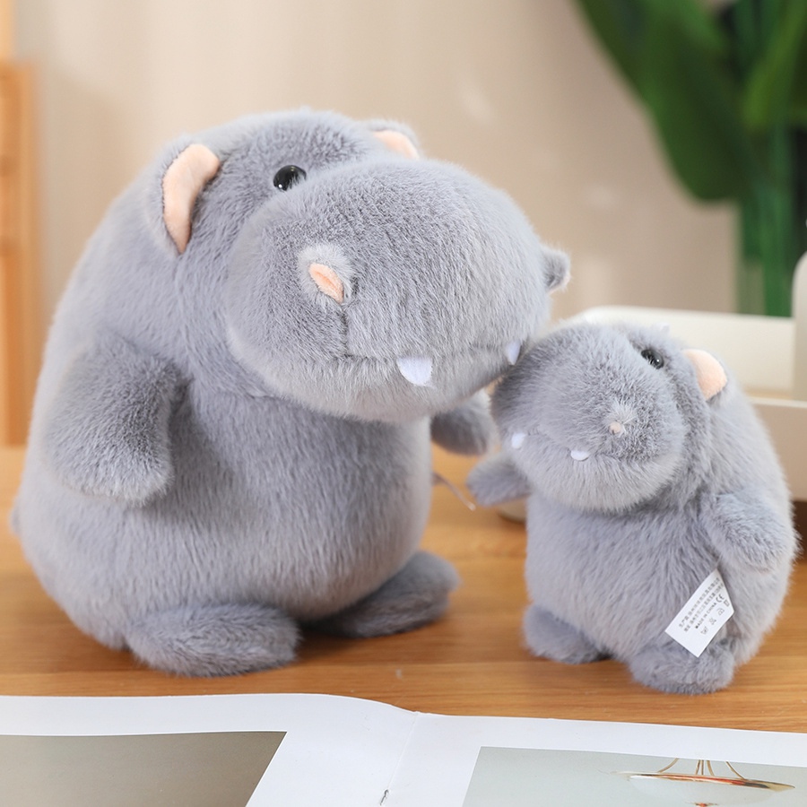 Hot Cute Fluffy Hippo Plush Toy Soft Stuffed Cartoon Hippopotamus ...