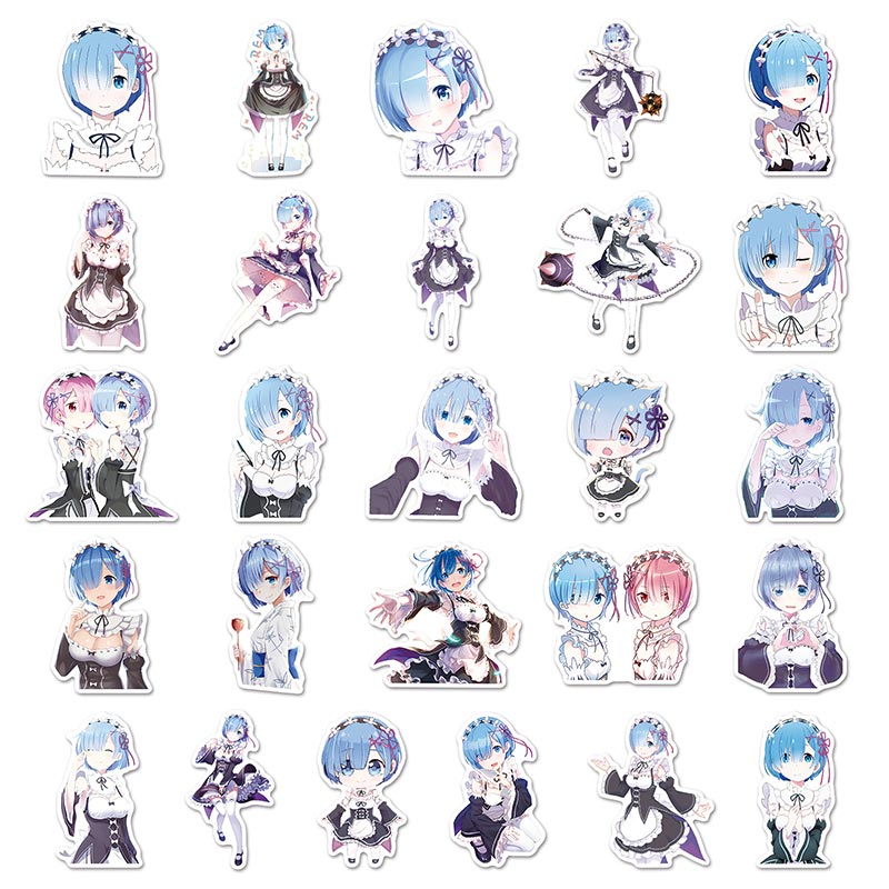 51pcs Rem Sticker DIY Laptop Phone Luggage Cup Anime Re:Life in a ...