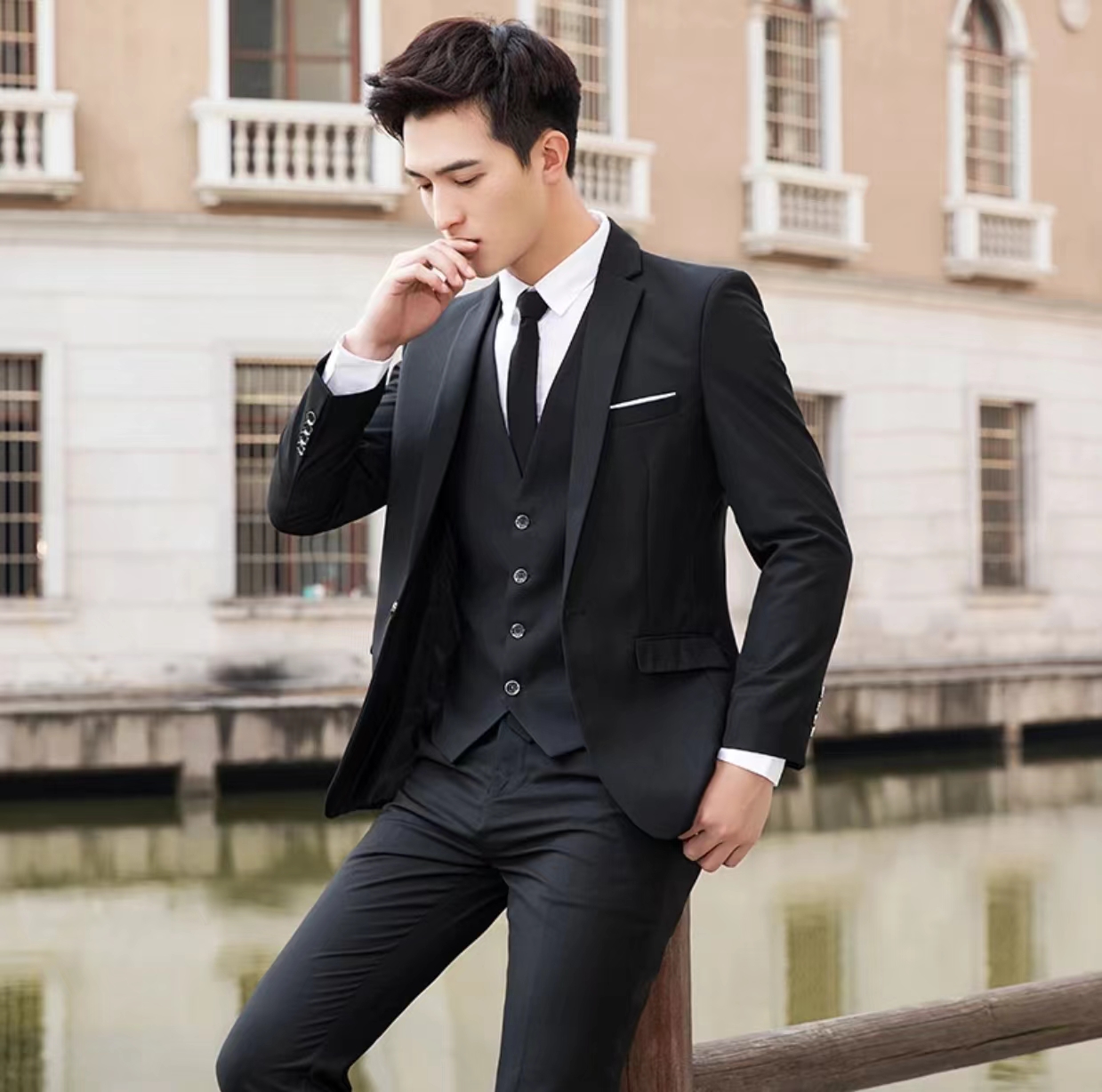 🔥Local Delivery🚚Plus Size Men 3 Piece Suit Set Blazer Lelaki Set Baju ...