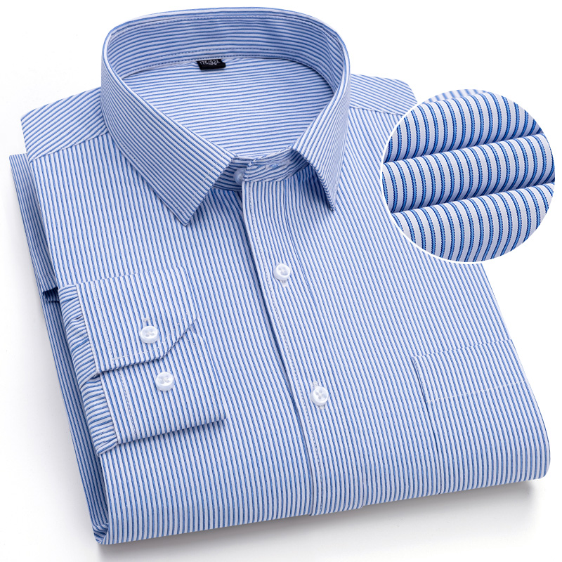 Smart Casual long Sleeve Striped Plus Big Size Office Business Work ...