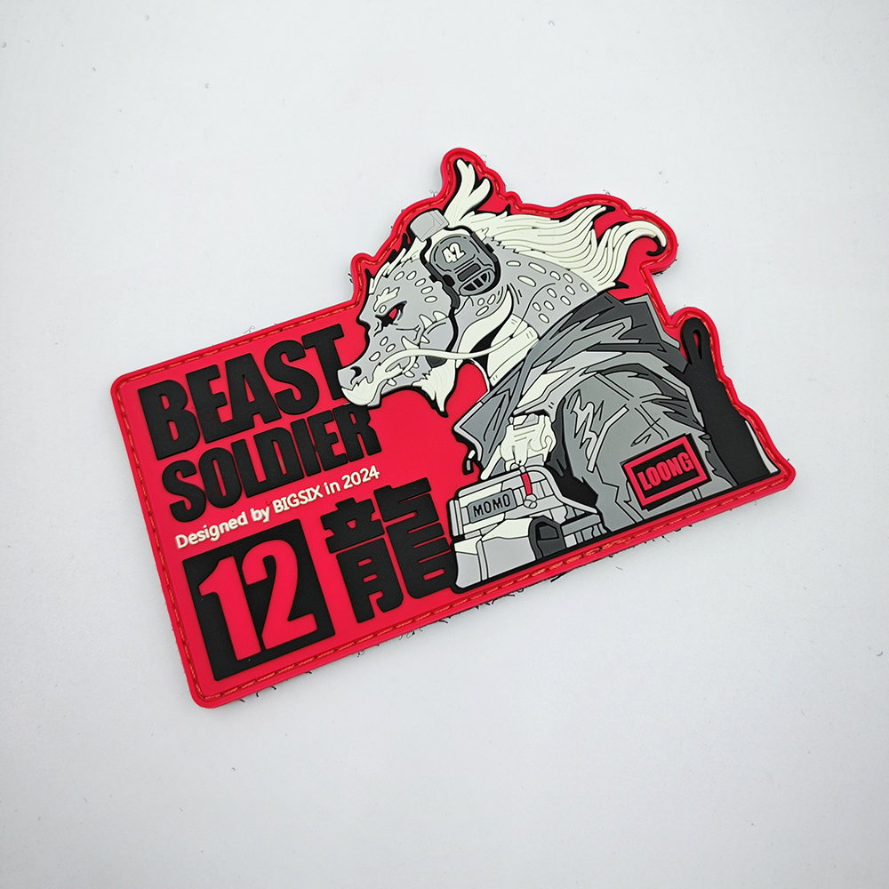 3D PVC Rubber Velcro Patches Tactical Morale Badge 12 Zodiac Dragon with Hook Loop Fastener ...