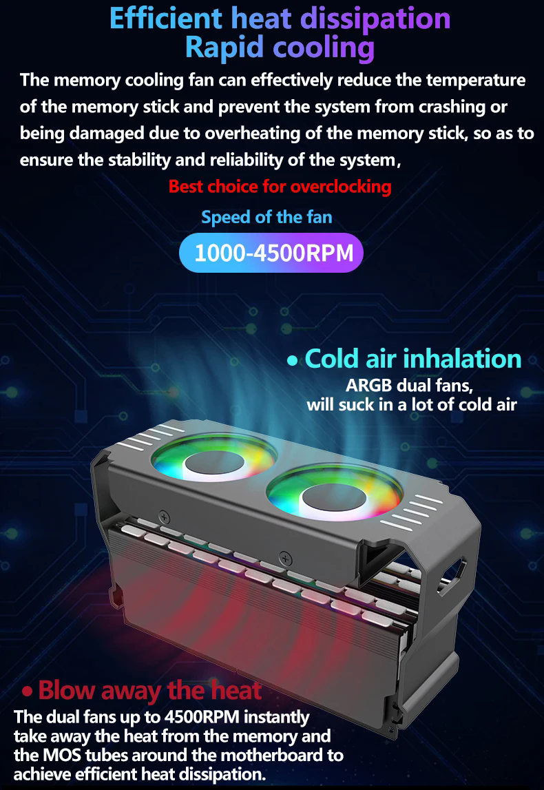 ICE Whale D50 RAM Heatsink Dual 5020 Fans ARGB Light Synchronous Memory ...