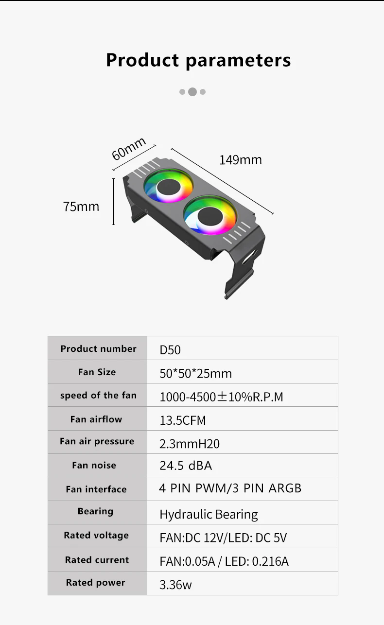 ICE Whale D50 RAM Heatsink Dual 5020 Fans ARGB Light Synchronous Memory ...