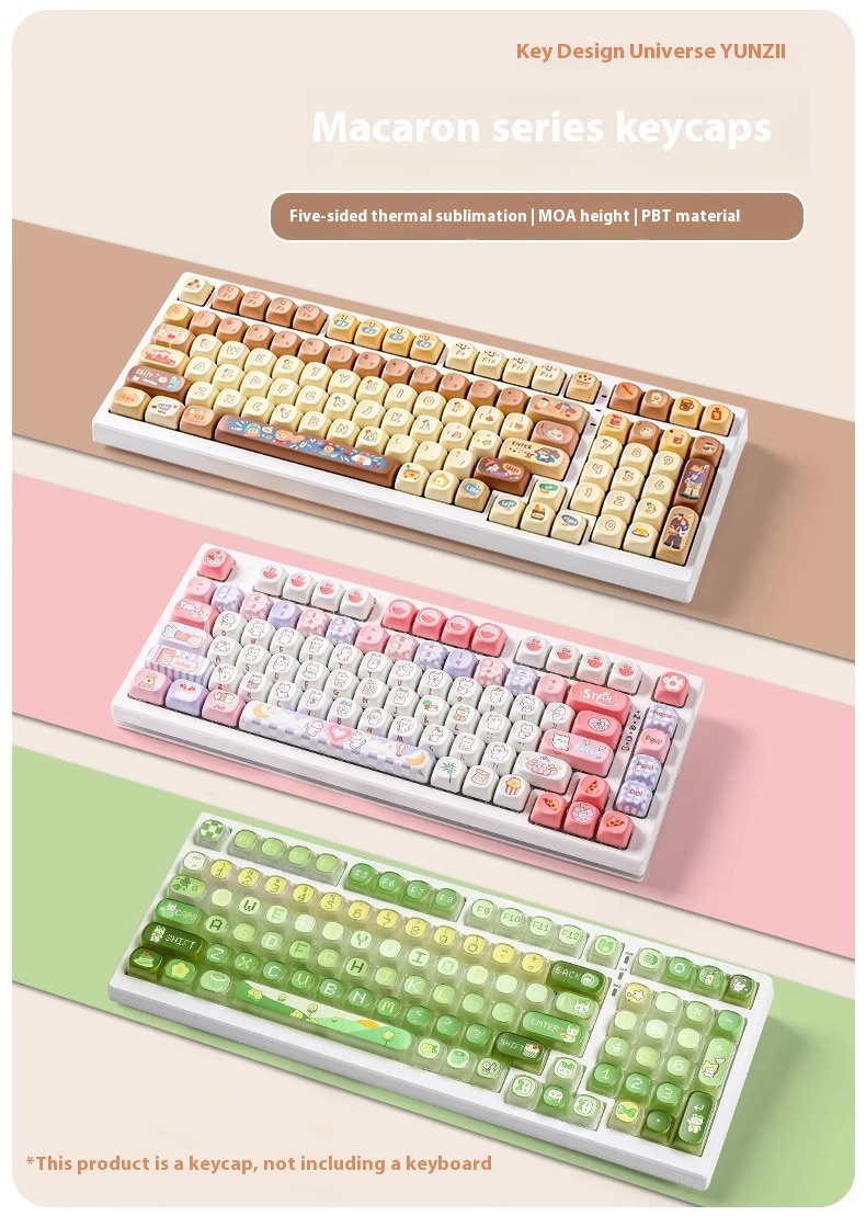 YUNZII Macaron Series Keycaps MOA Height Five Sided Thermal Sublimation ...