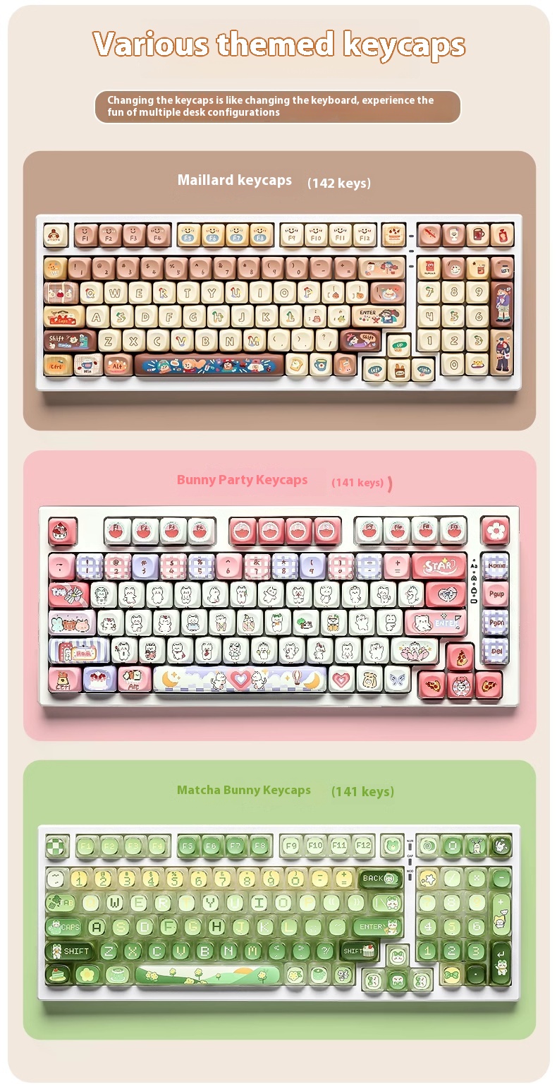 YUNZII Macaron Series Keycaps MOA Height Five Sided Thermal Sublimation PBT Mechanical Keyboard ...