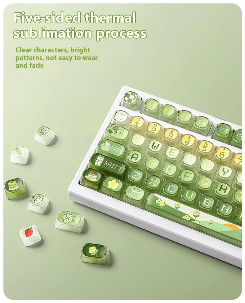 YUNZII Macaron Series Keycaps MOA Height Five Sided Thermal Sublimation PBT Mechanical Keyboard ...