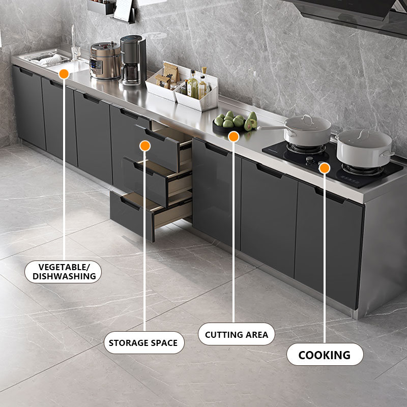 Ready Stock！Grey Industrial Kitchen Stainless Steel Cabinet Pantry Sink ...