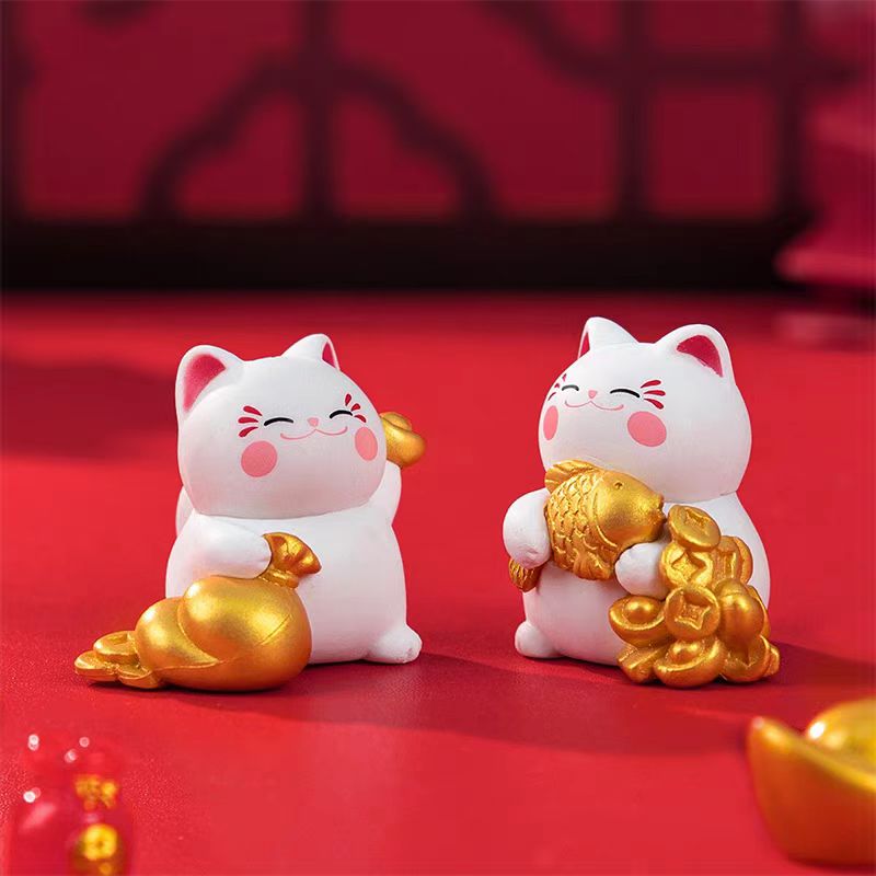 Zen Lucky Cat Desk Ornament - Movable Arm Stress Relief Decor for ...