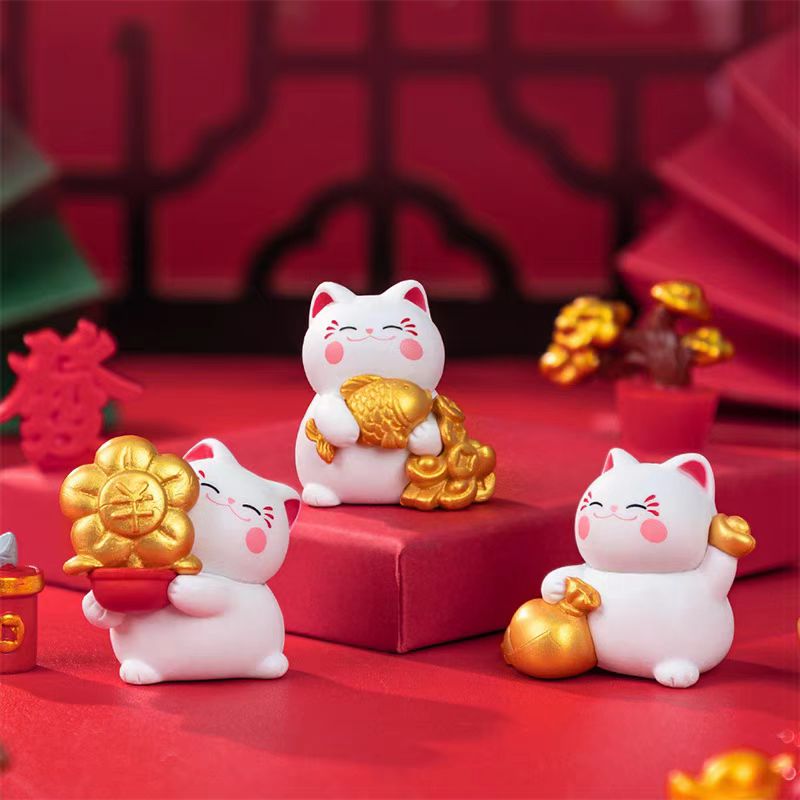 Zen Lucky Cat Desk Ornament - Movable Arm Stress Relief Decor for ...