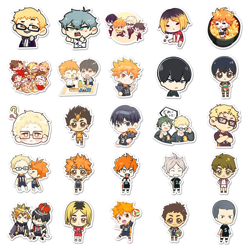 51pcs Chibi Haikyuu Stickers Hinata Shoyo Kageyama Tobio Anime ...
