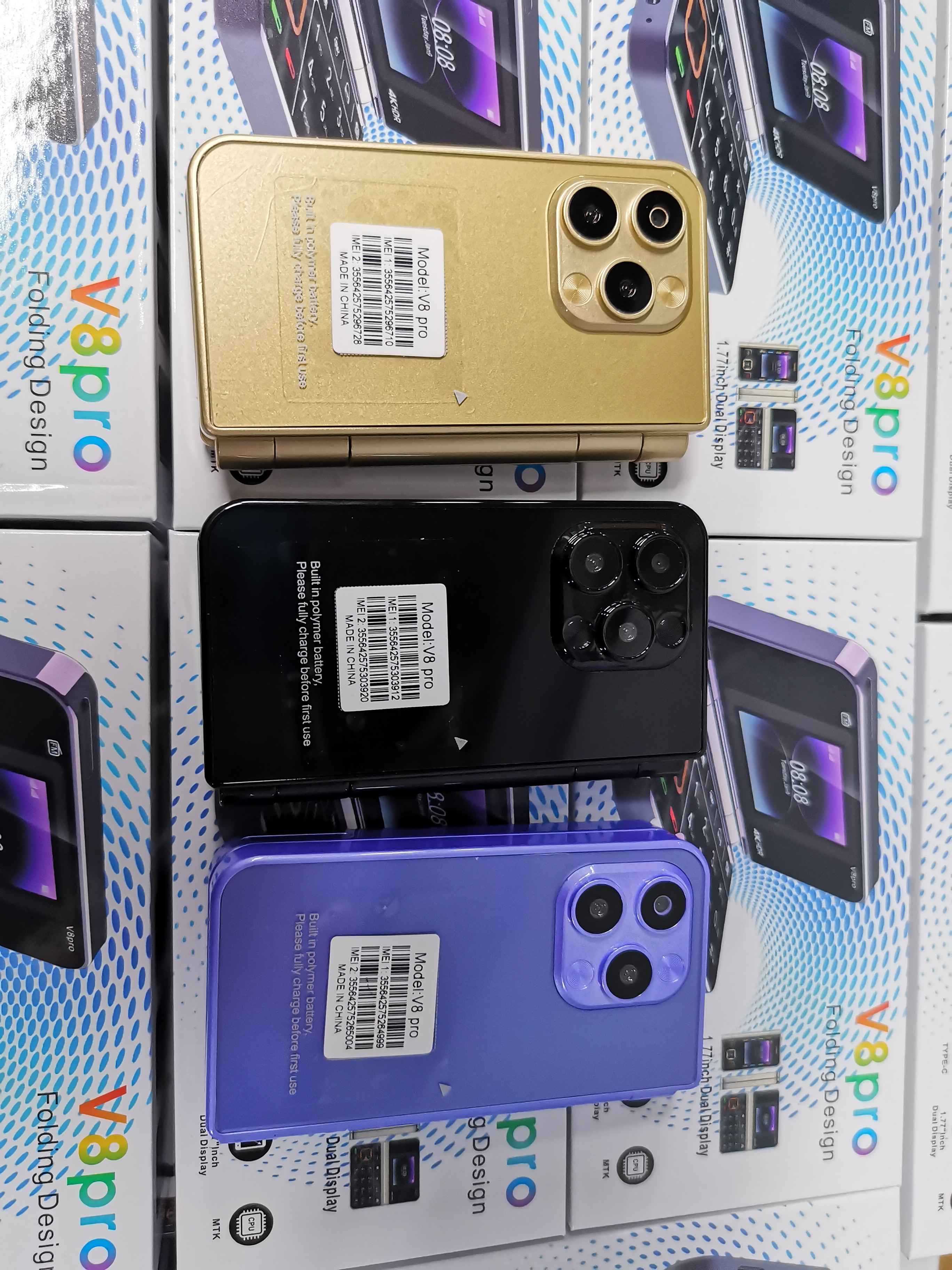 V8 Pro 2G New Folding Phone MTK 1.77inches Double Screen Dual SIM Dual ...