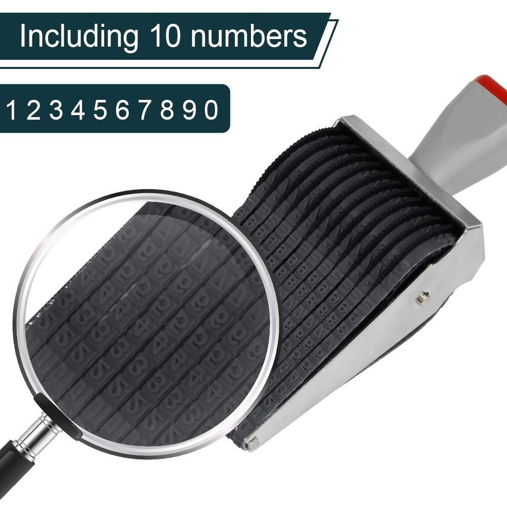 AOPHEKM Rolling Wheel Stamp, English Alphabet 8 or 12 Digit Number ...