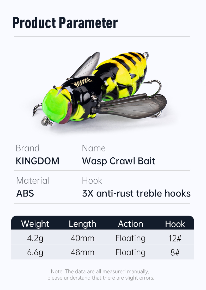 Kingdom Wasp Crawl Bait Bionic Fishing Lure 40mm/4.2g 48mm/6.6g ...