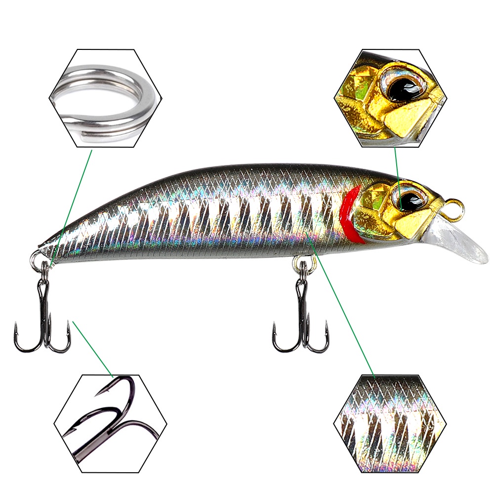 4pcs Boxxed Fishing Gear 8g/6.5g Sinking Minnow Fishing Lure Water Long Throw Lure Hard Bait ...