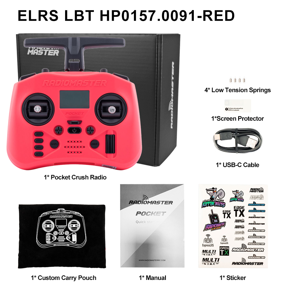 RadioMaster Pocket Crush Radio Controller Transmitter 2.4G 16CH ELRS RC ...