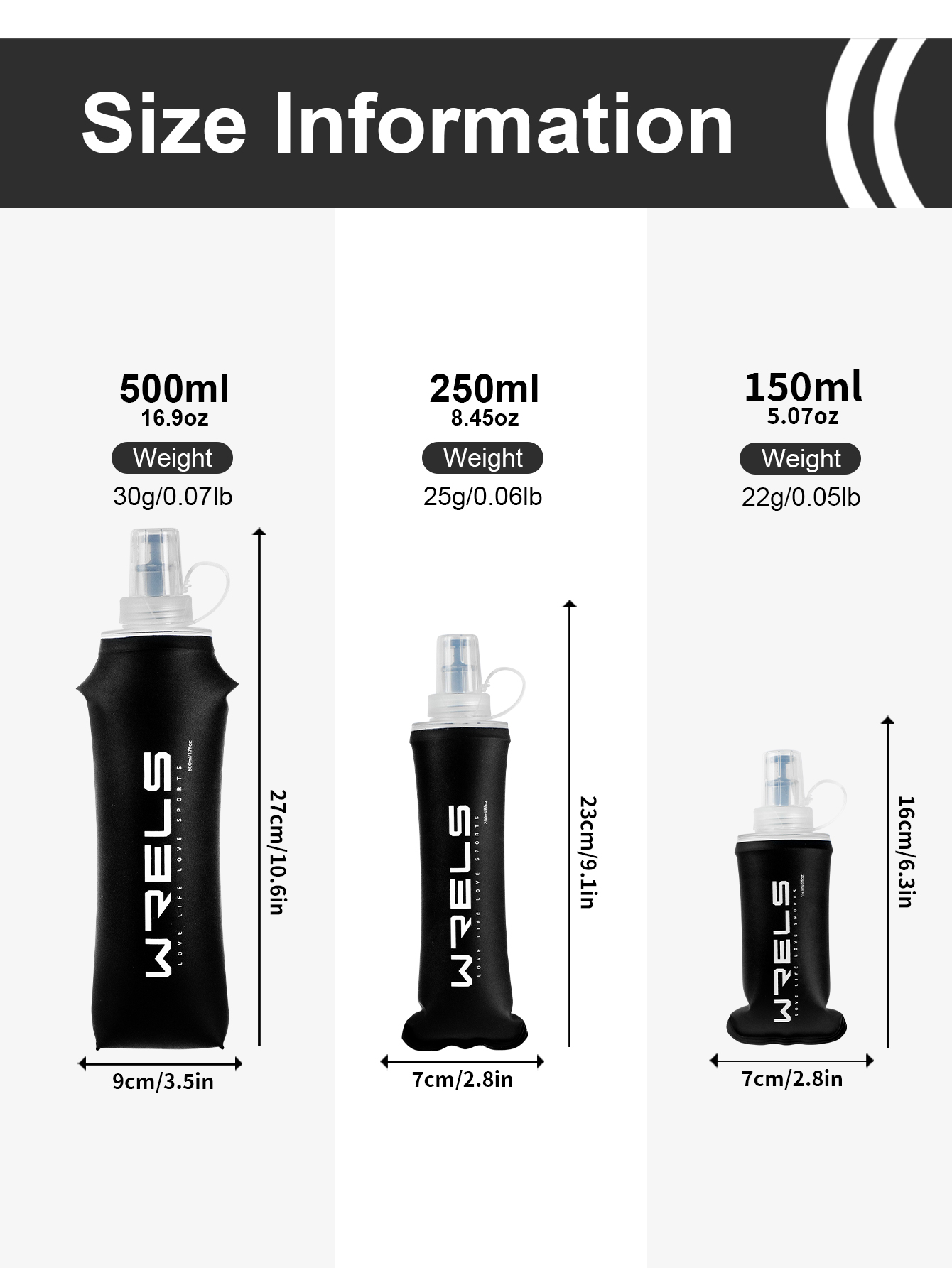 WRELS Foldable Sports Soft Water Bottle Outdoor Hiking Mountaineering ...