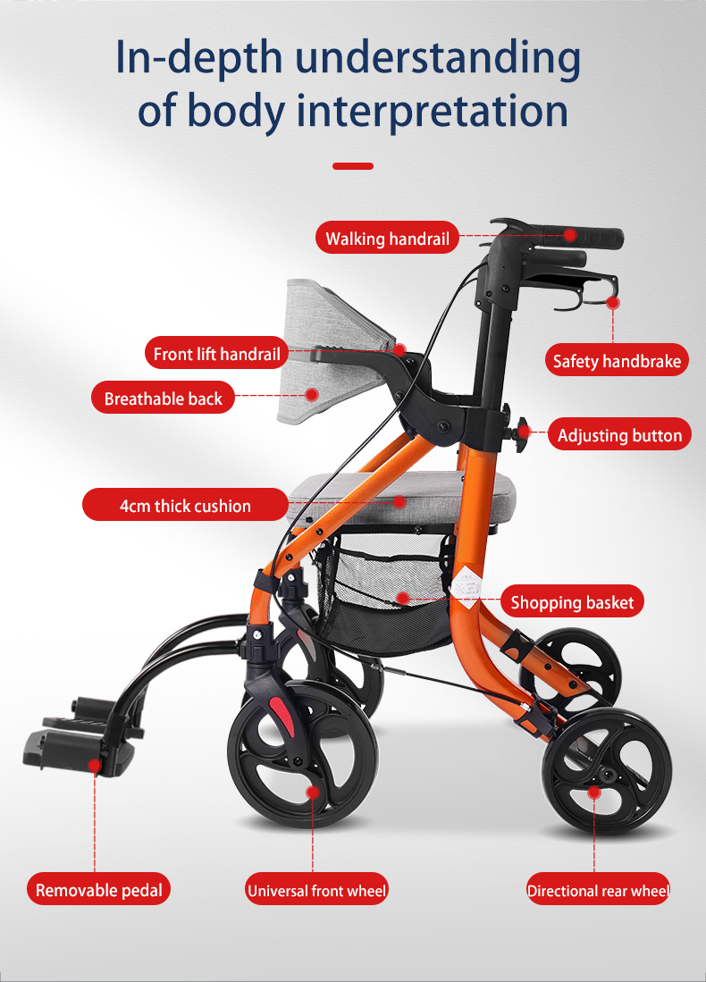 KANBEIO Walker Wheelchair Dual Purpose Foldable Wheels, Walker Aids for the Elderly ...