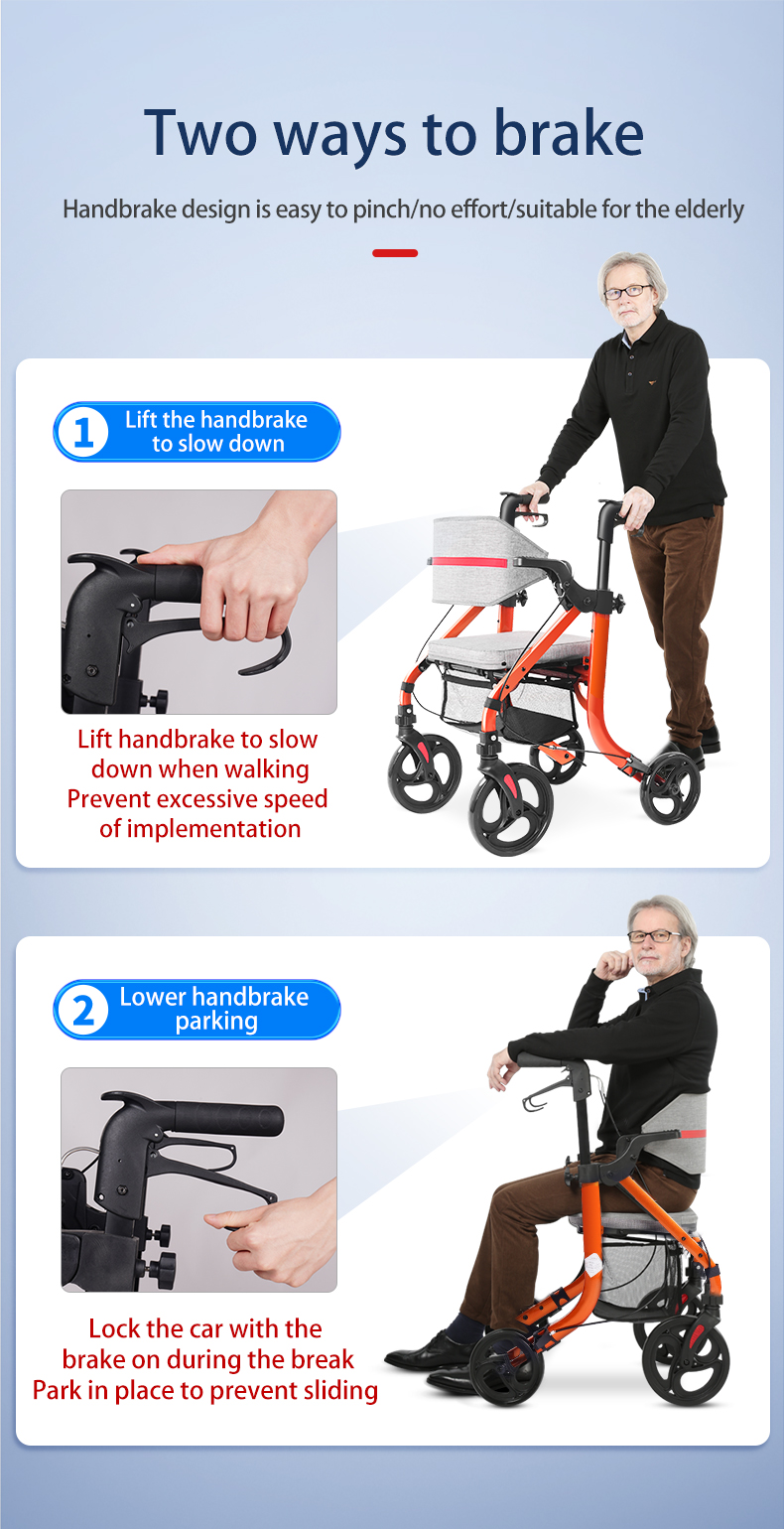 KANBEIO Walker Wheelchair Dual Purpose Foldable Wheels, Walker Aids for the Elderly ...