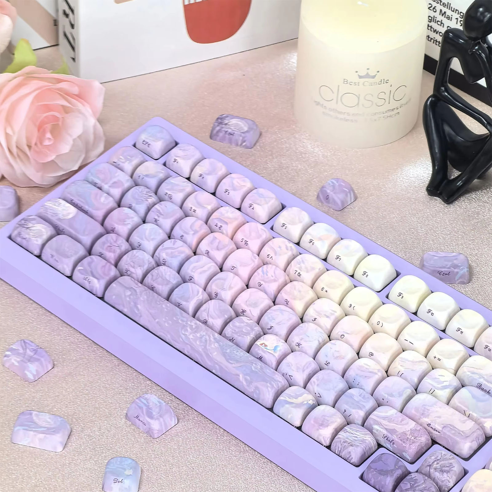 134 Keys Mermaid Keycaps Purple Dreamy Theme MOA Profile PBT Five-side ...