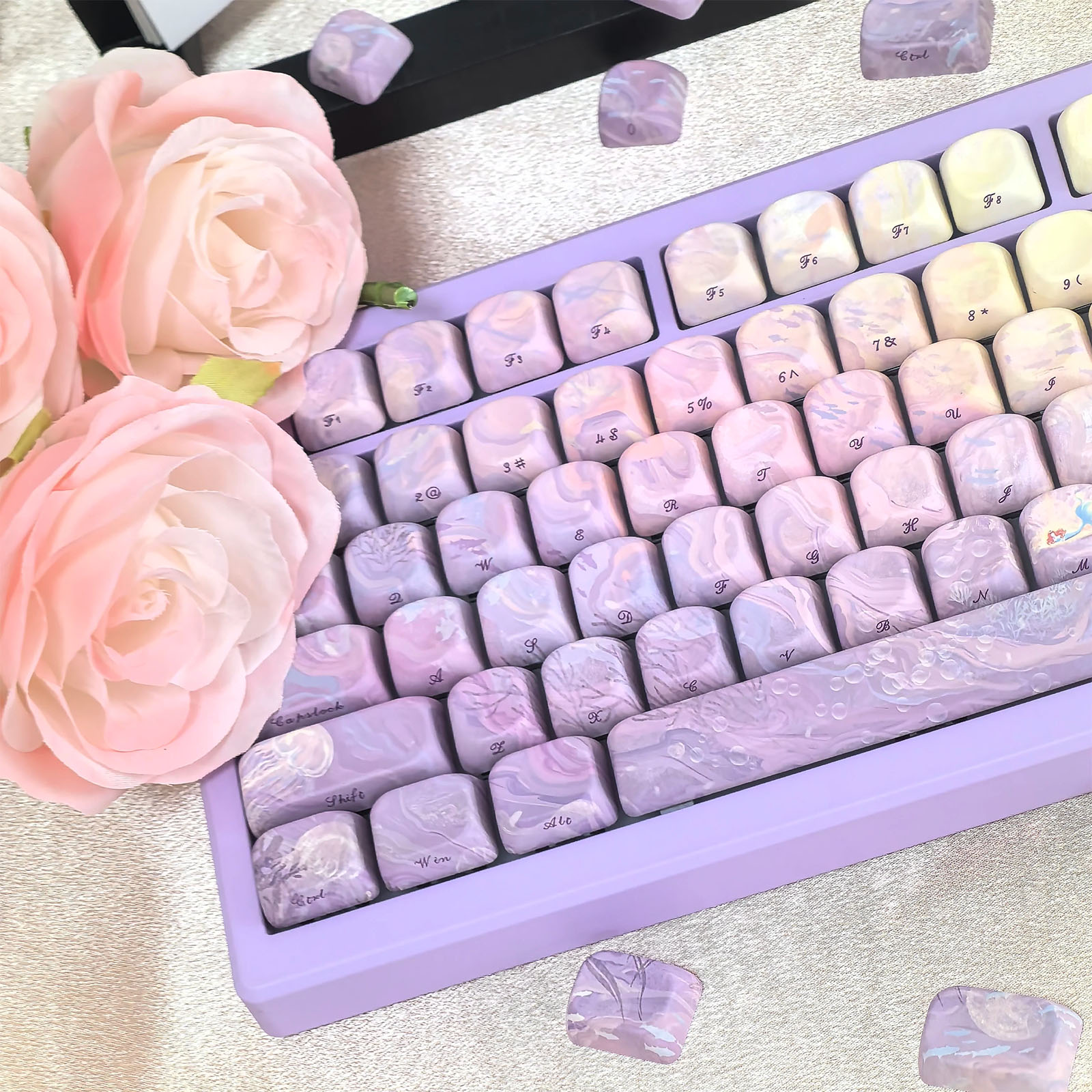 136 Keys Mermaid Keycaps Purple Dreamy Theme MOA/Cherry Profile PBT ...