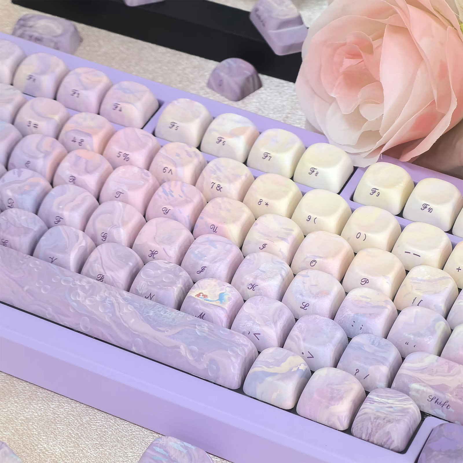 134 Keys Mermaid Keycaps Purple Dreamy Theme MOA Profile PBT Five-side ...