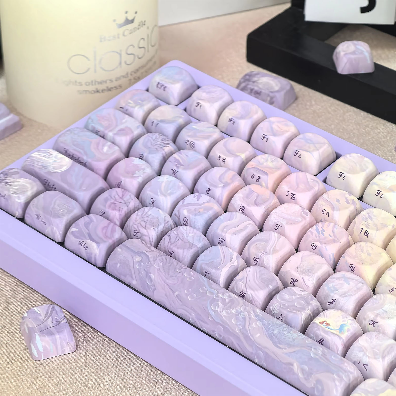134 Keys Mermaid Keycaps Purple Dreamy Theme MOA Profile PBT Five-side ...