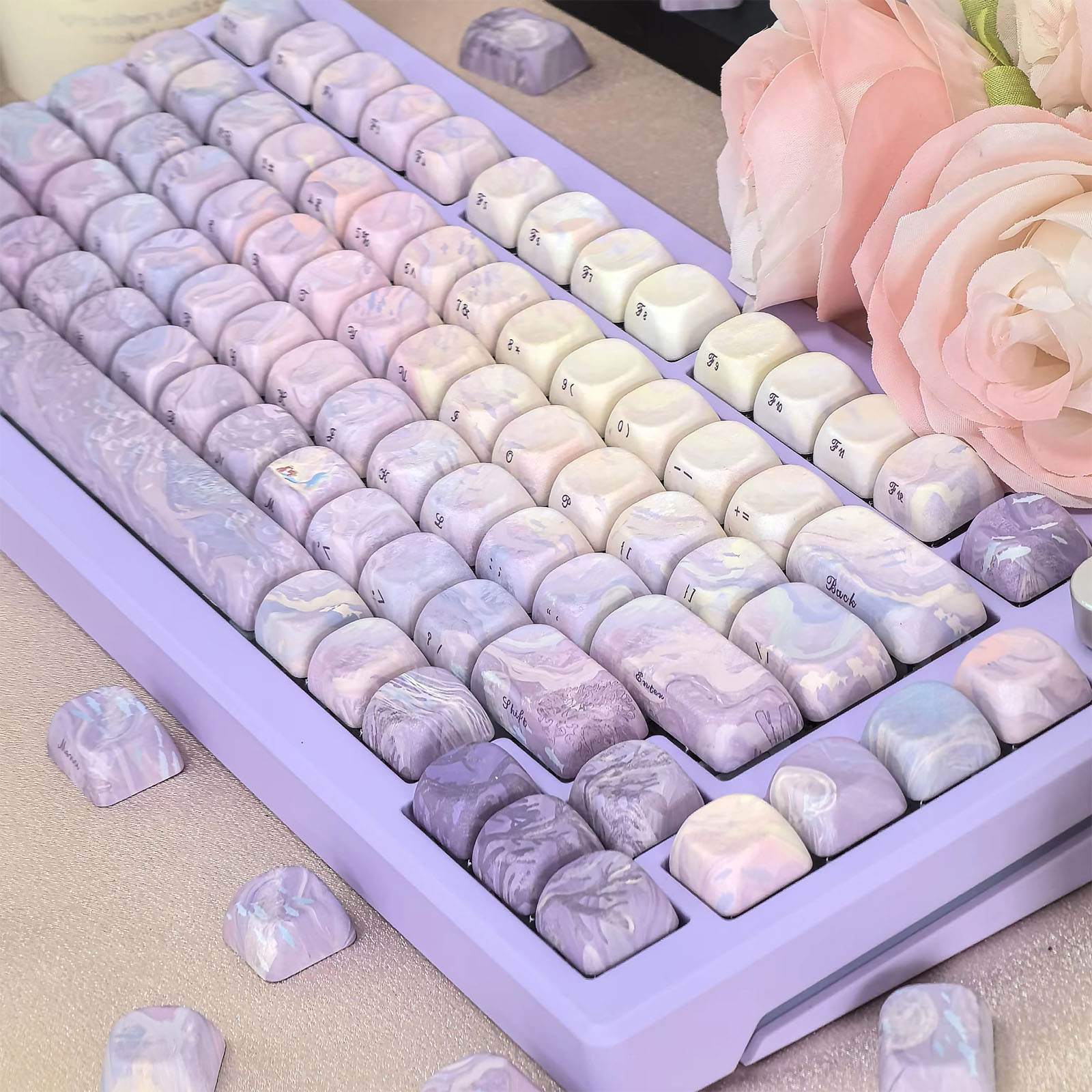 134 Keys Mermaid Keycaps Purple Dreamy Theme MOA Profile PBT Five-side ...