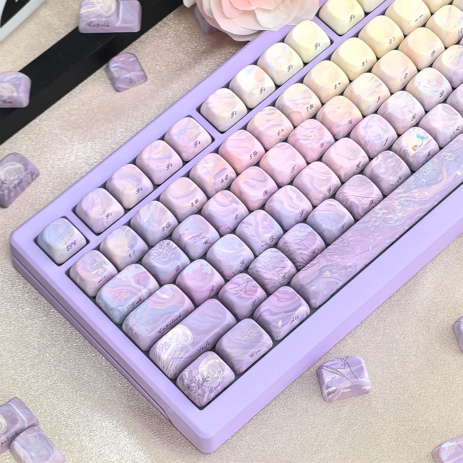 136 Keys Mermaid Keycaps Purple Dreamy Theme MOA/Cherry Profile PBT ...
