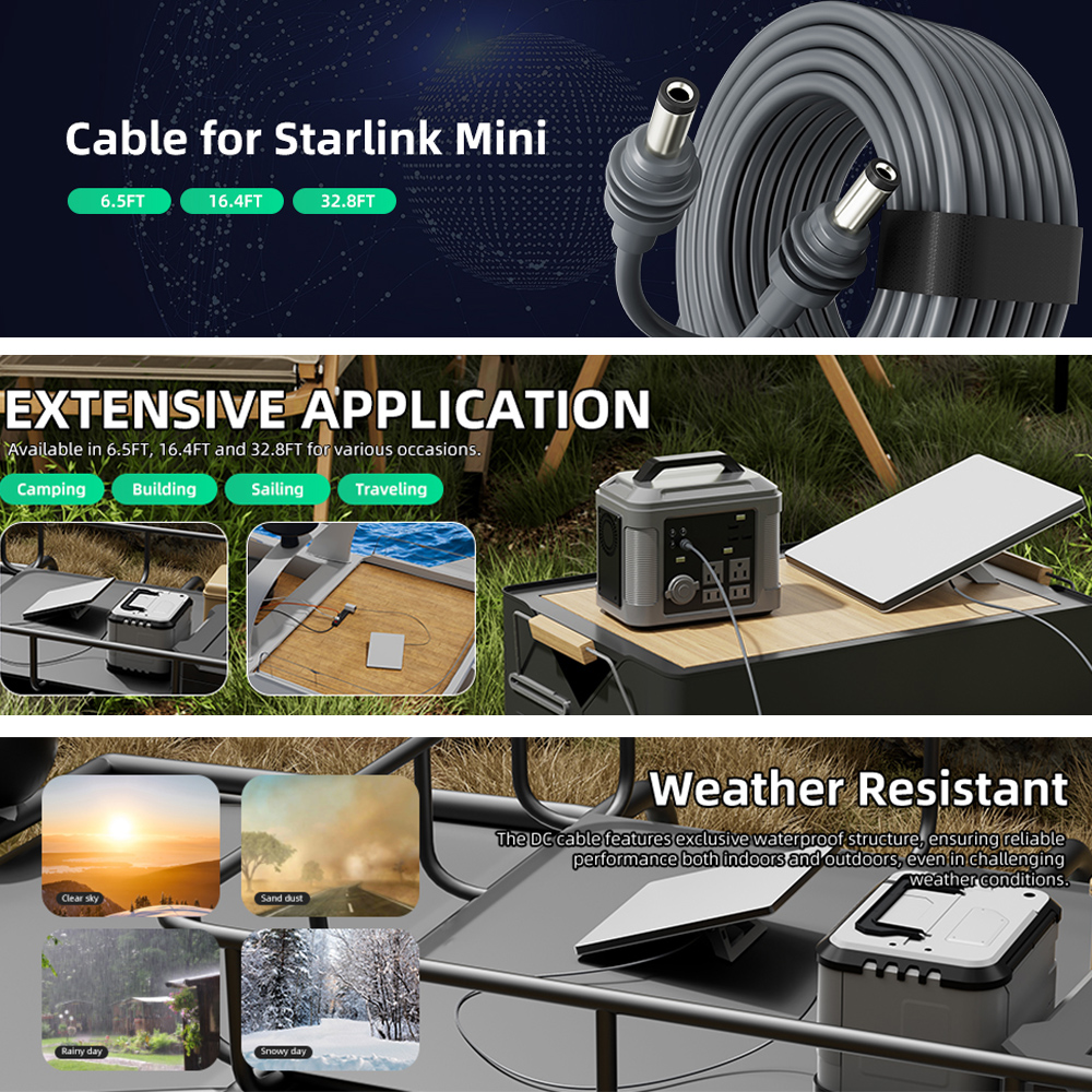 For StarLink Space-x Mini USBC/DC To D Cable 3/5/10m Waterproof ...