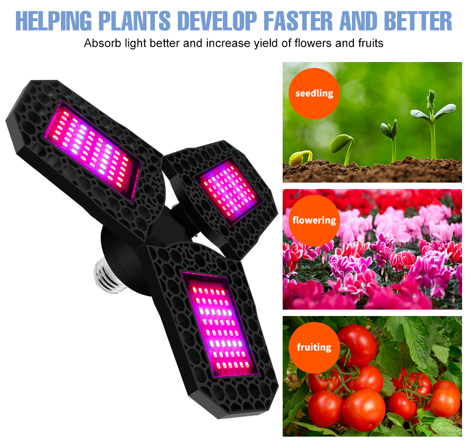 300W LED Plant Grow Light E27/E26 Full Spectrum Fill Lamp 100-277V ...