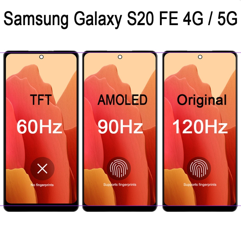 Original AMOLED Samsung Galaxy S20 FE 4G 5G LCD Display Touch Screen With Frame Replacement ...