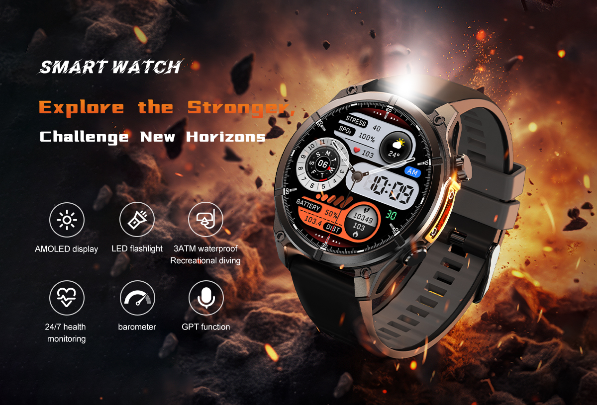 2025 New For Huawei Xiaomi Military Smart Watch AMOLED GPS Track Men ...
