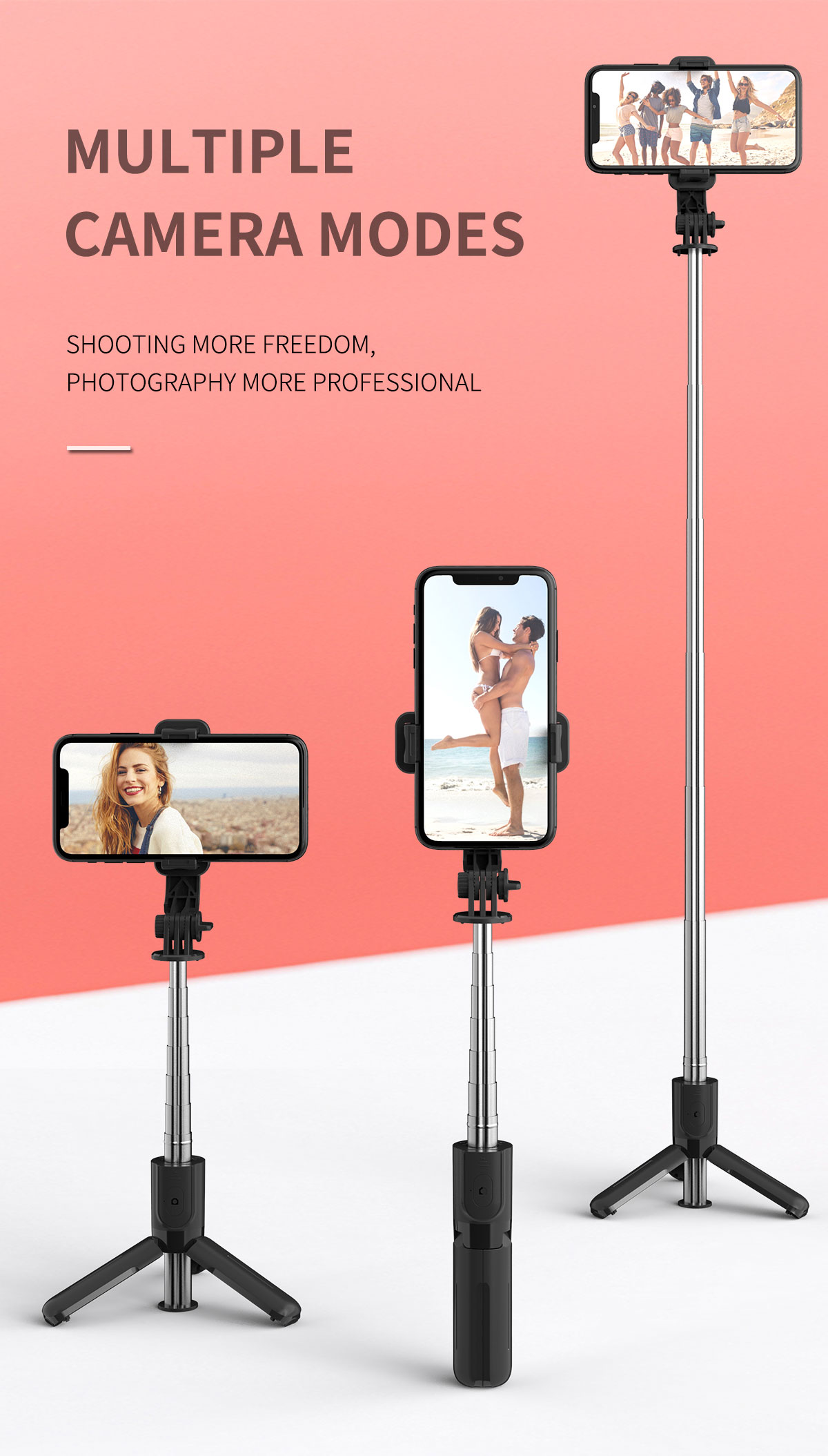 L11 All-in-One Mini Bluetooth Selfie Stick 360° Rotate Tripod Dual ...