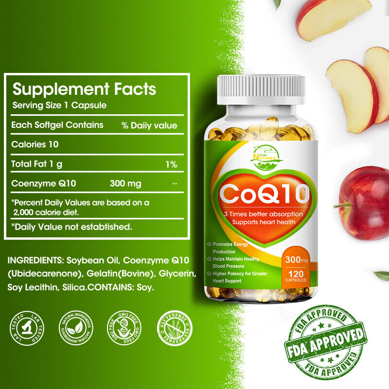 COQ 10 Coenzyme Q-10 300mg Heart Health Support, Increase Energy ...
