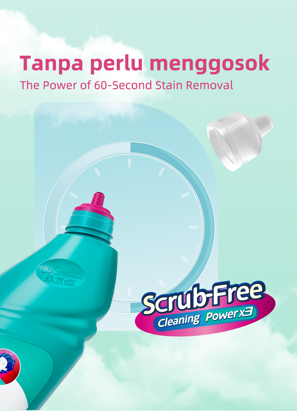 LOGESKI Jenis All-Purpose Pencuci Tandas Tanpa Gosok - Multi-Surface ...