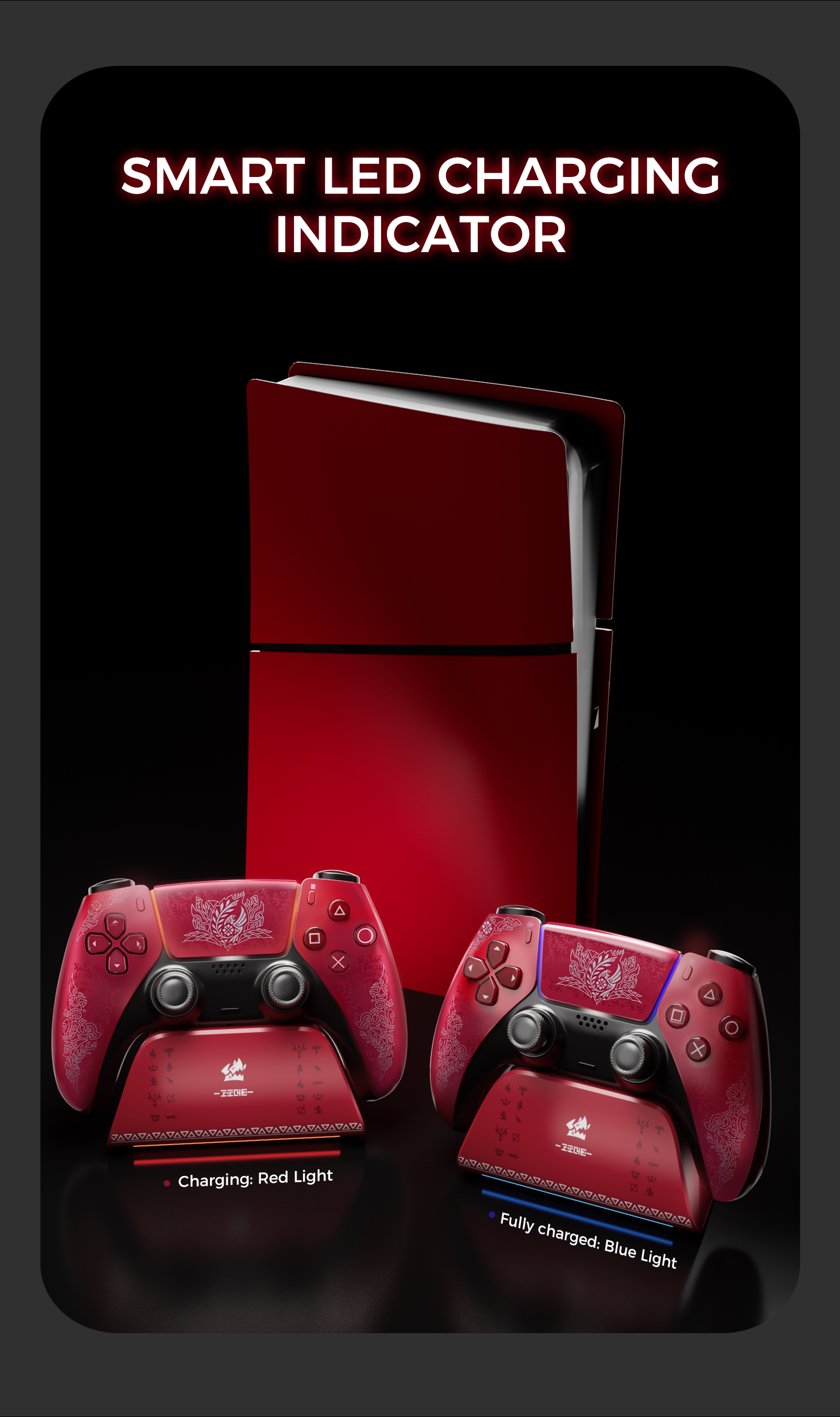 IINE CHARGING STATION FOR PS5 CONTROLLER/Anti-slip Design，LED Indicator ...