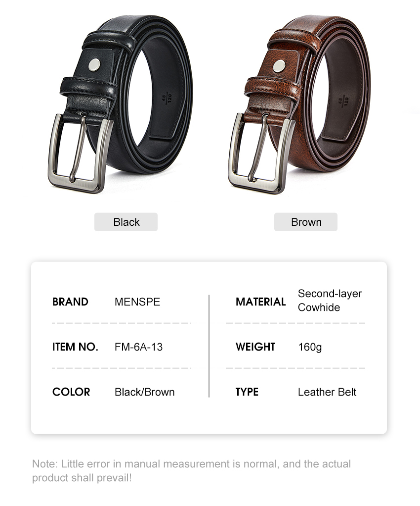 MENSPE Men's Belt PU Leather Vintage Pin Buckle Belt Men Fashion Retro ...