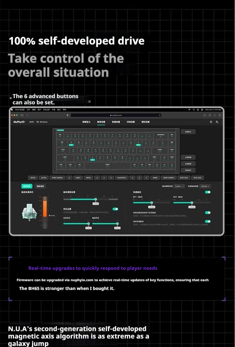 NuPhy BH65 Aluminum alloy game magnetic axis keyboard, 8k return rate ...