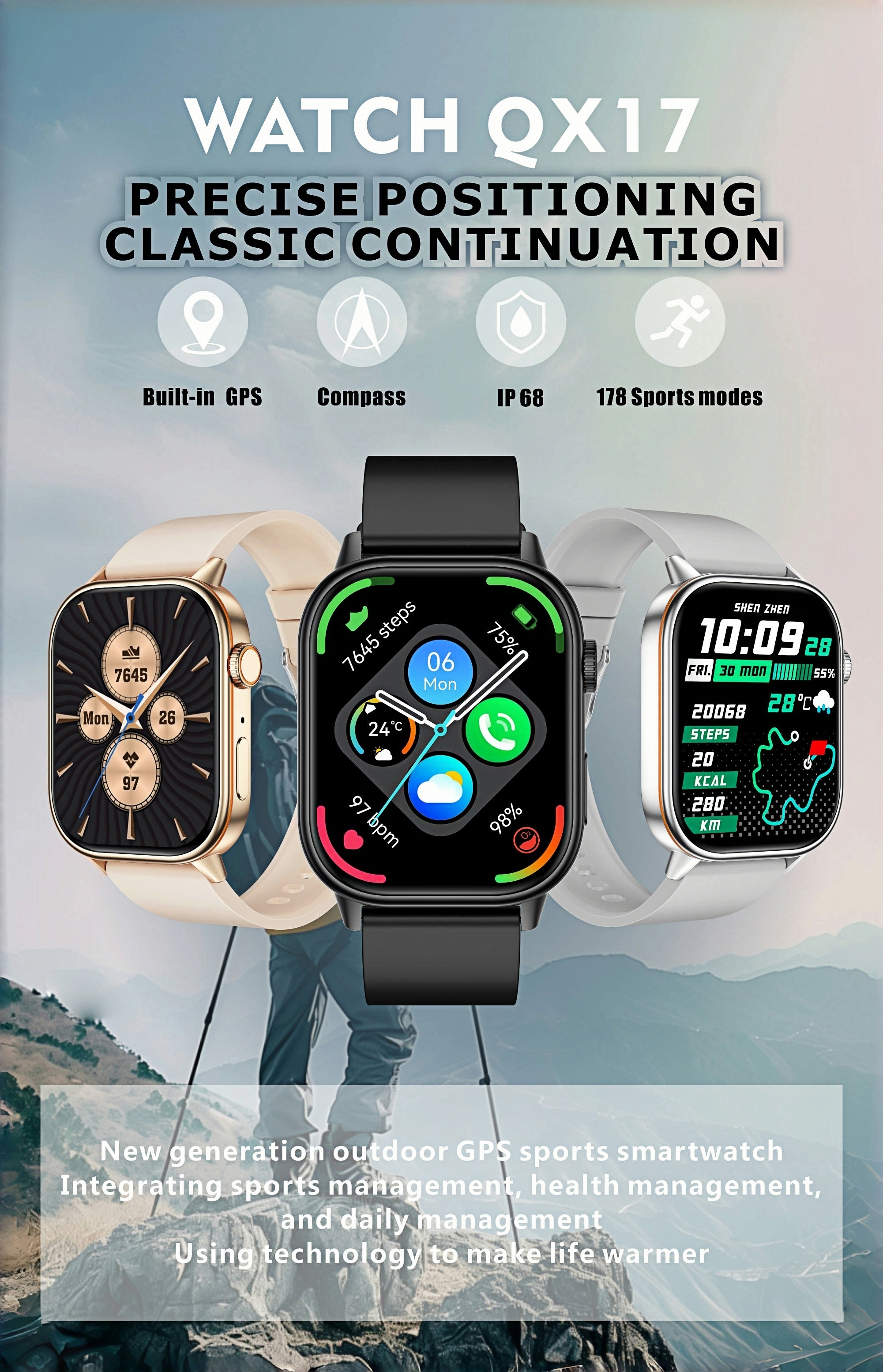 2025 GPS Positioning Smart Watch QX17 Sports Compass Outdoor Adults Men Women's SmartWatch ...