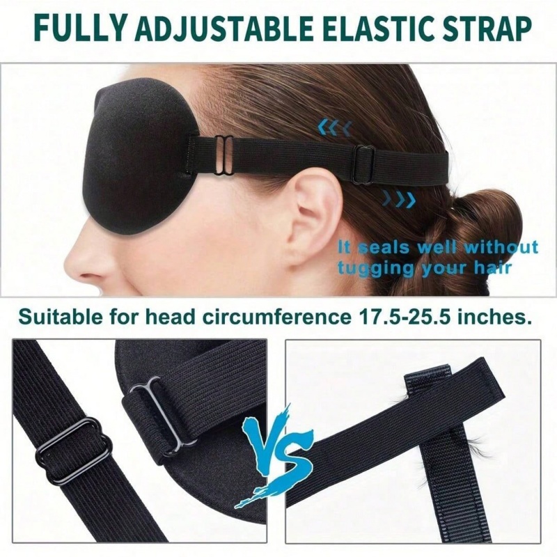2 black sleep goggles with 3D deep contours, suitable for side sleeping ...