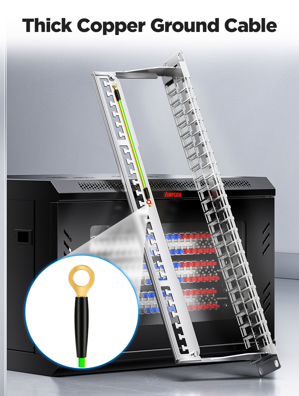 AMPCOM Blank Keystone Patch Panel 1U 48-Port, STP UTP Rack Mount w ...