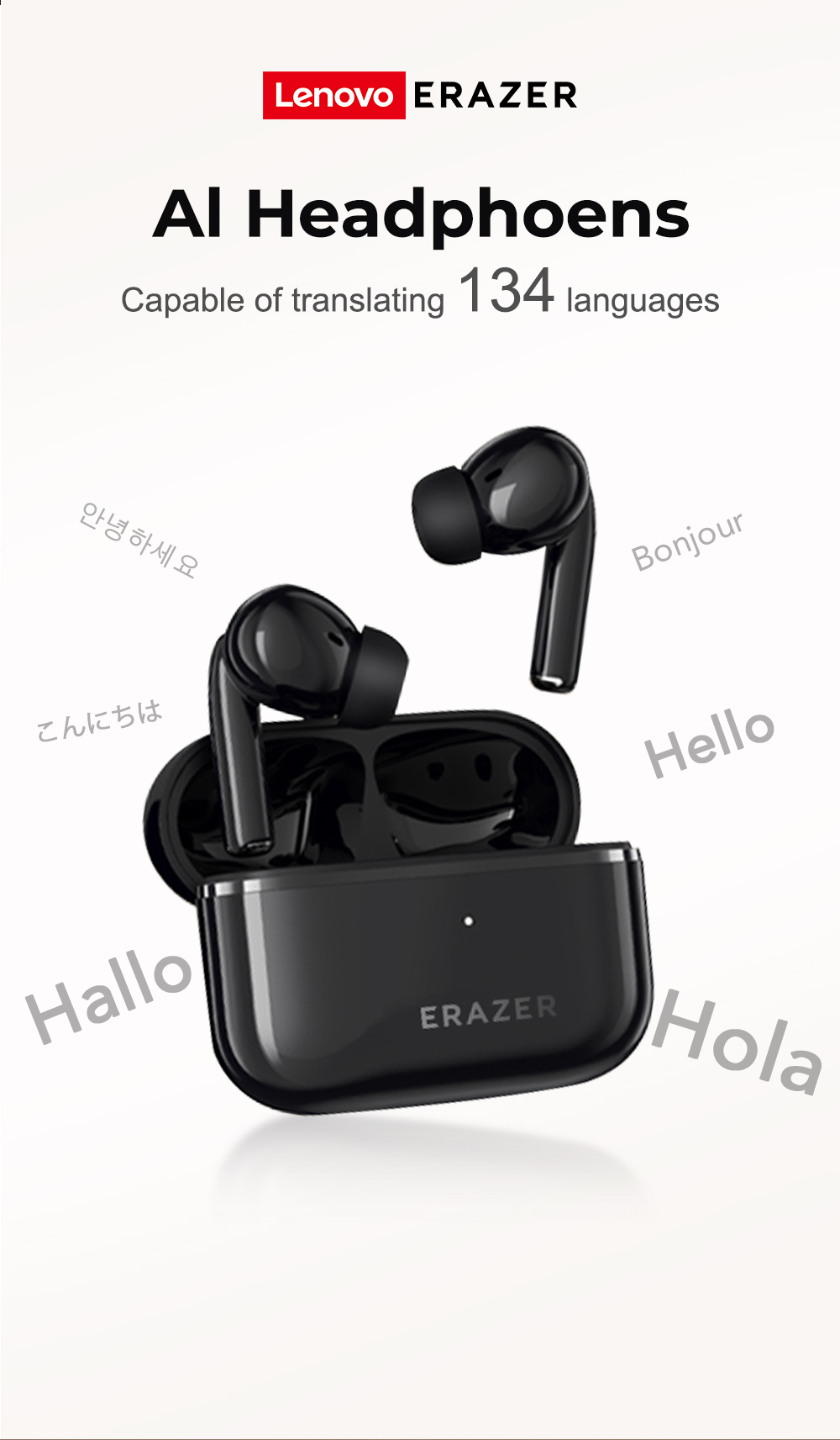 Lenovo ERAZER XT89 PRO AI Translator Earbud Wireless Bluetooth Earphone ...