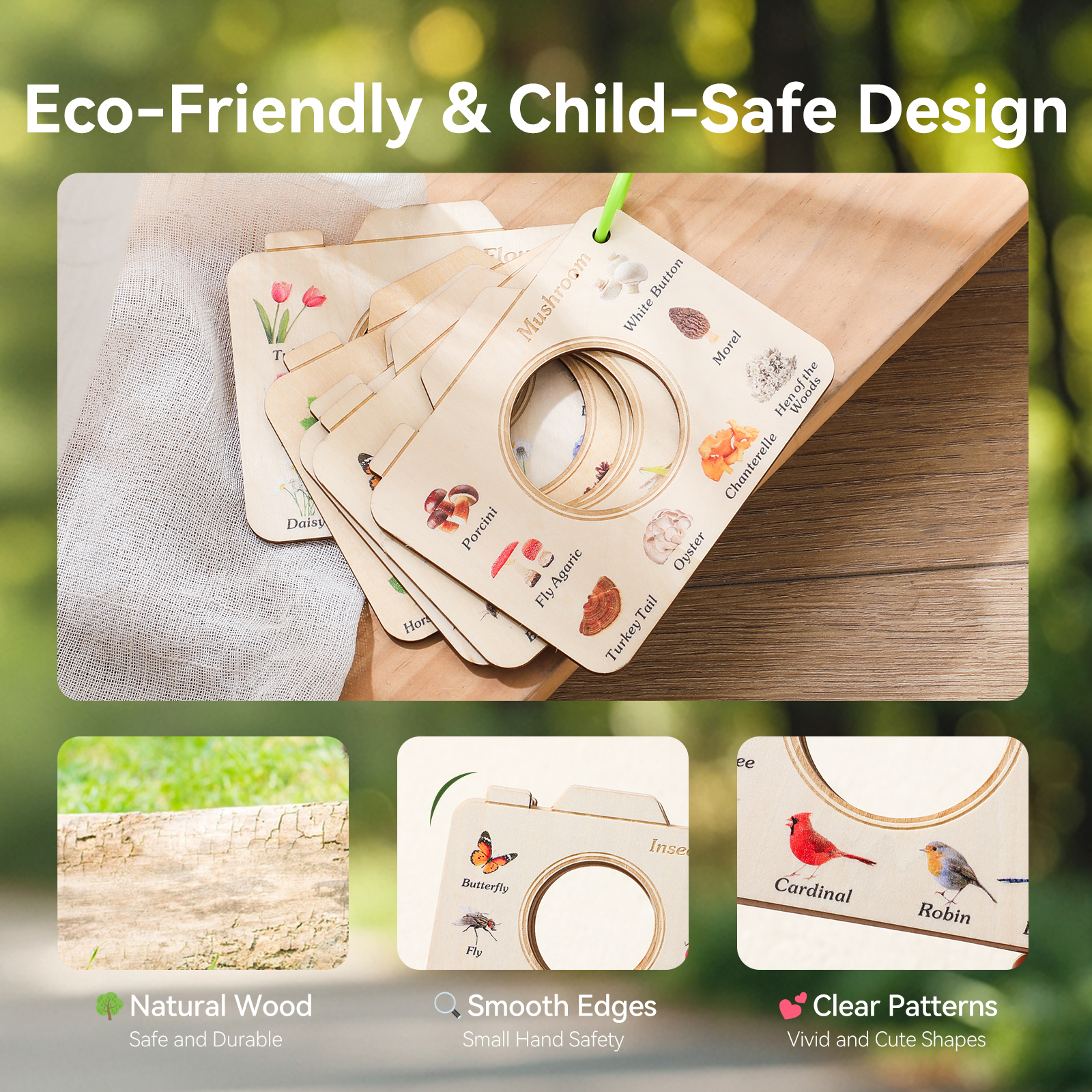 5 Themes Montessori Teaching Wood Book Outdoor Exploration Insects ...